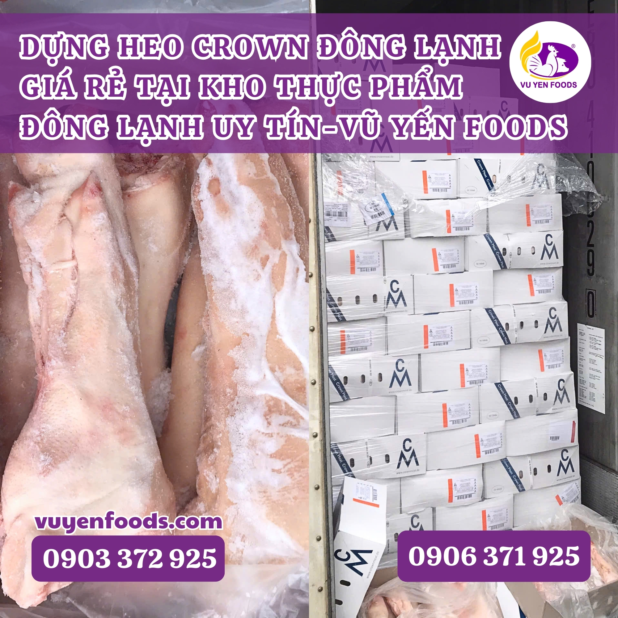 DỰNG HEO CROWN ĐÔNG LẠNH GIÁ RẺ TẠI KHO THỰC PHẨM ĐÔNG LẠNH UY TÍN